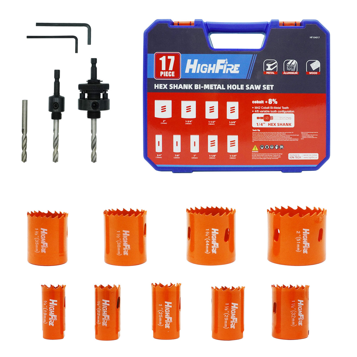 17 Pcs Hex Shank Hole Saw Kit — highfire